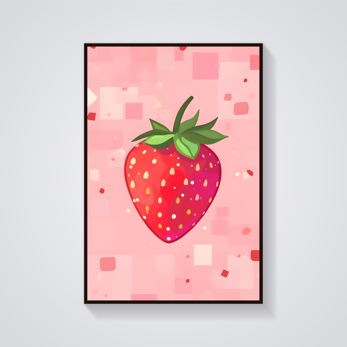 Cute Strawberry Art Print for Girly Room Decor | Aesthetic Wall Poster