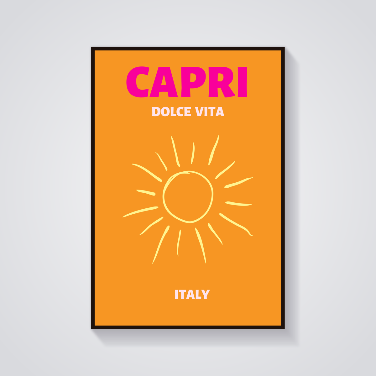 Preppy Capri Italy Art Print - Vintage Retro Beach Poster for Room Decor