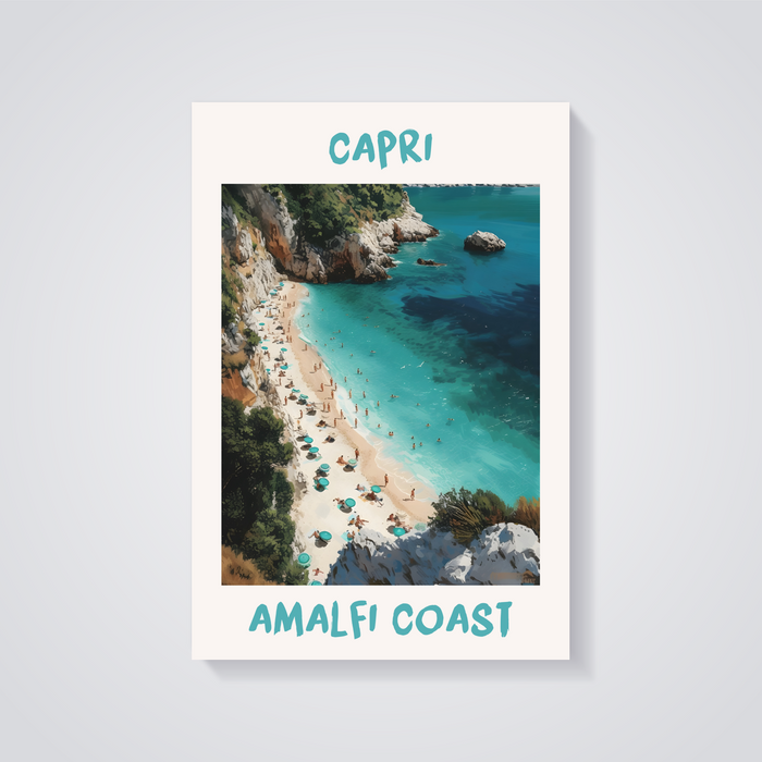 Vintage Capri Amalfi Coast Beach Art Print - Italian Seaside Wall Decor