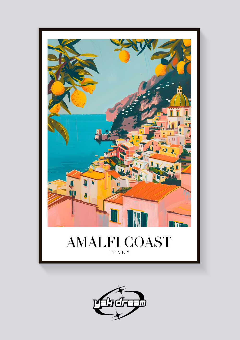 Vintage Amalfi Coast Italy Travel Poster Art Print