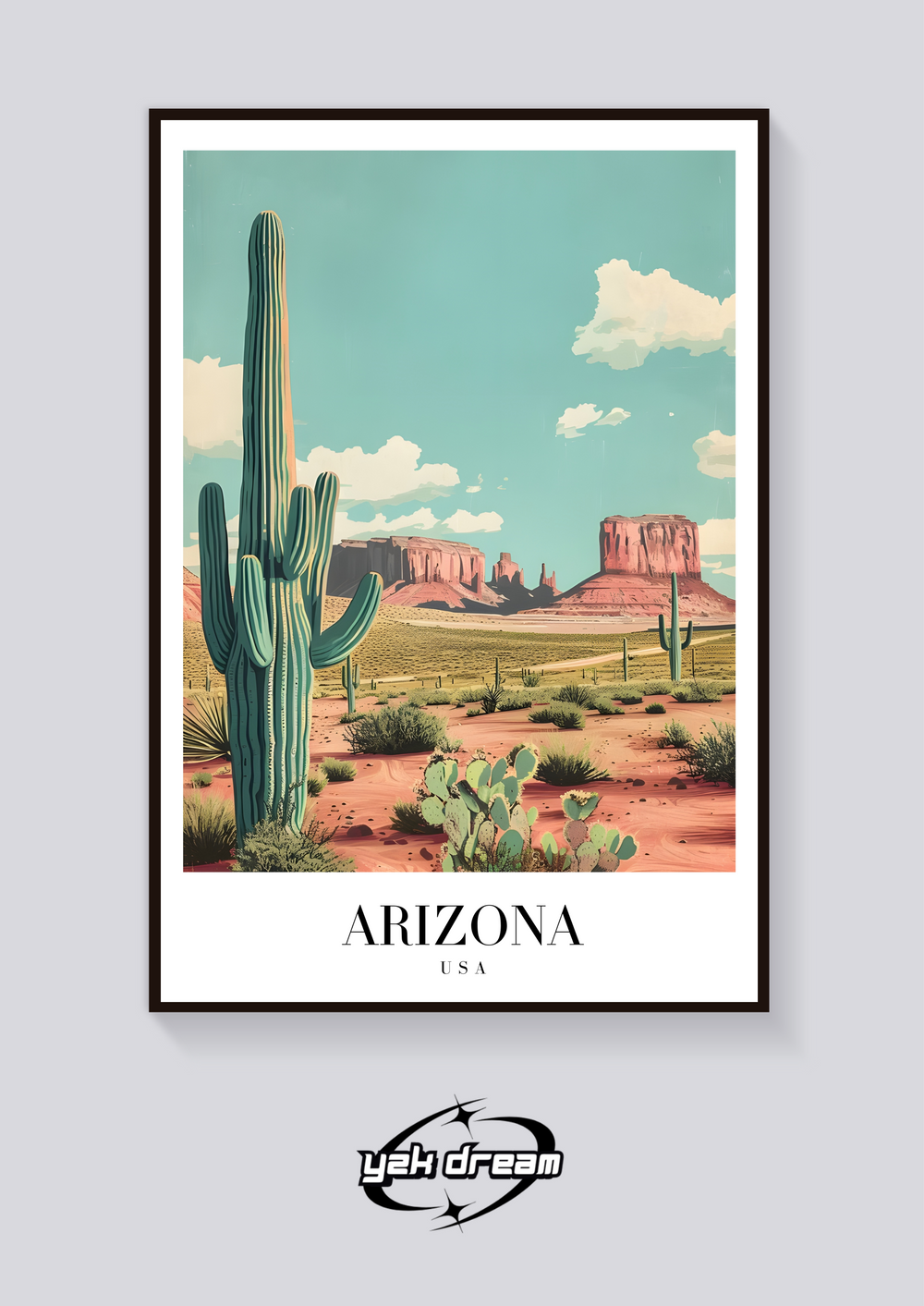 Vintage Arizona Travel Poster - Desert Landscape Art Print