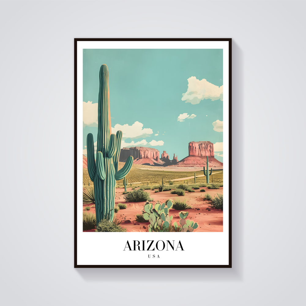 Vintage Arizona Travel Poster - Desert Landscape Art Print