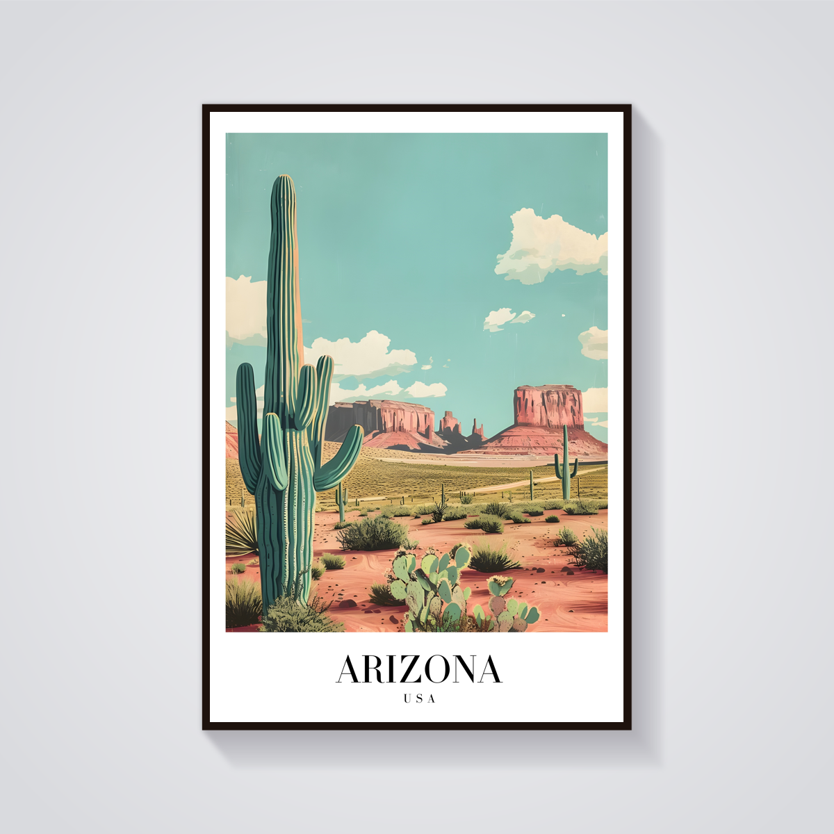 Vintage Arizona Travel Poster - Desert Landscape Art Print