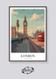 Vintage London Travel Poster: Big Ben, Red Bus Art Print