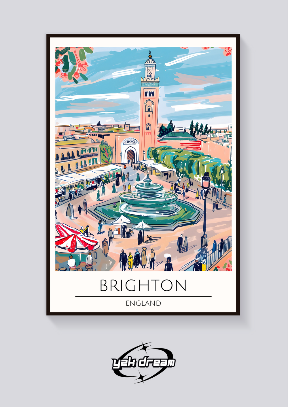 Brighton England Travel Poster - Retro Art Print for Wall Decor