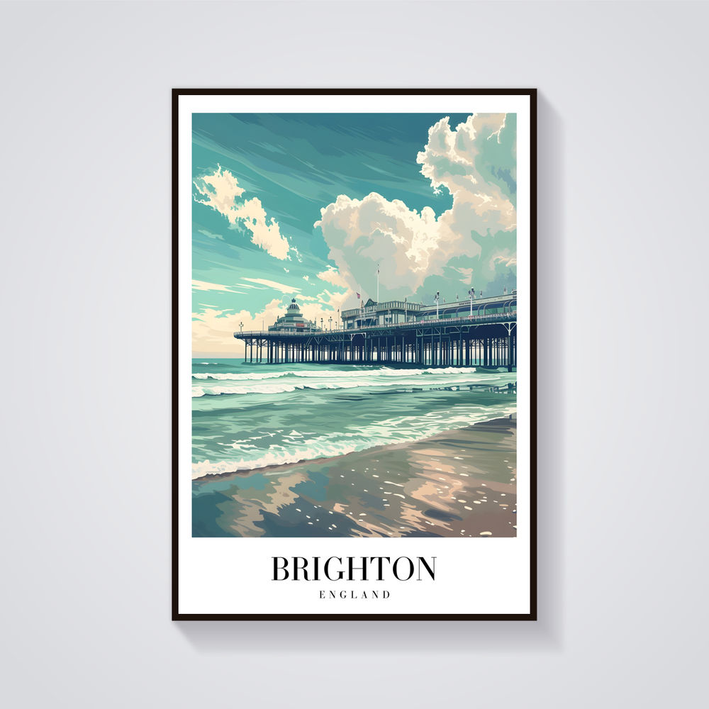 Vintage Brighton Pier Travel Poster, England Art Print