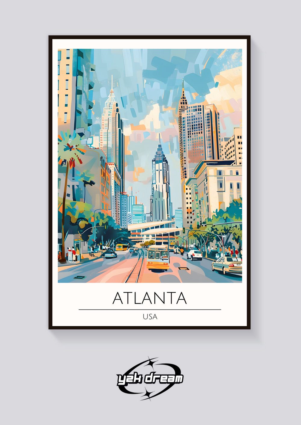 Atlanta Georgia Travel Poster - Retro Cityscape Art Print for Home Decor