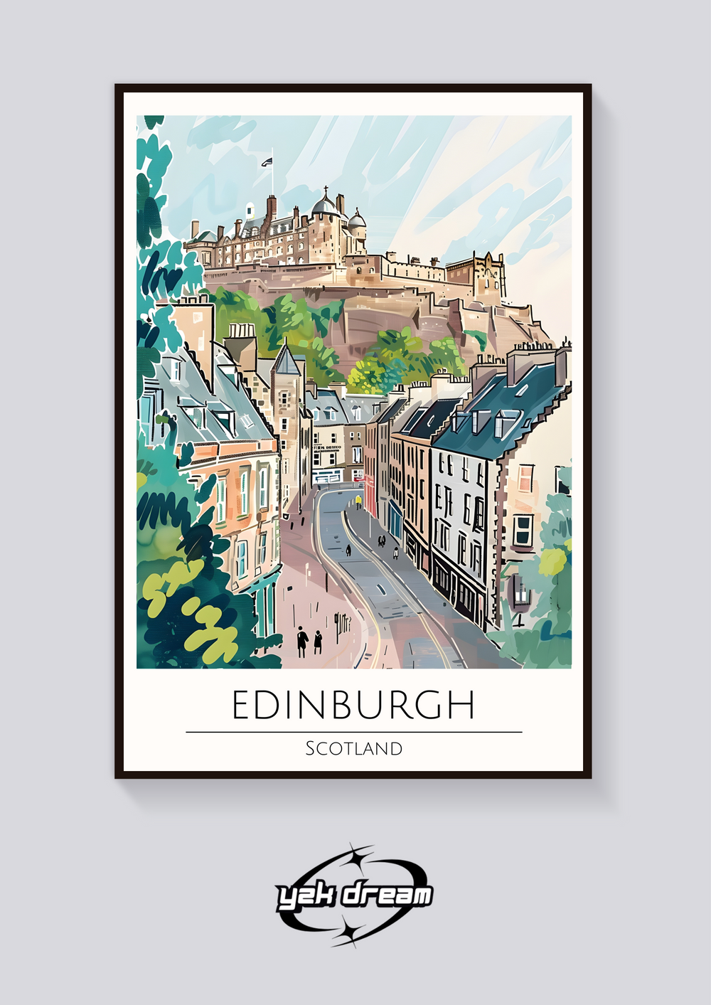 Edinburgh Castle Scotland Retro Travel Poster - Art Deco Wall Art