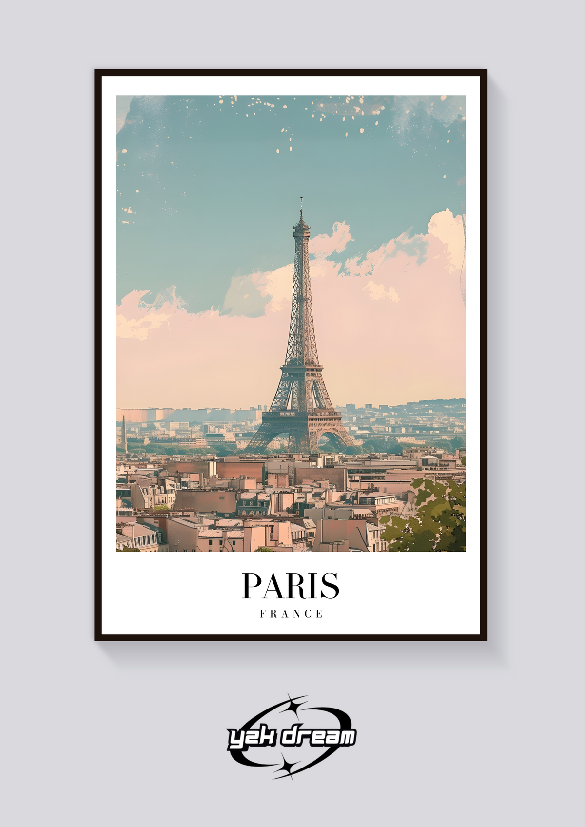 Vintage Paris Eiffel Tower Travel Poster Art Print