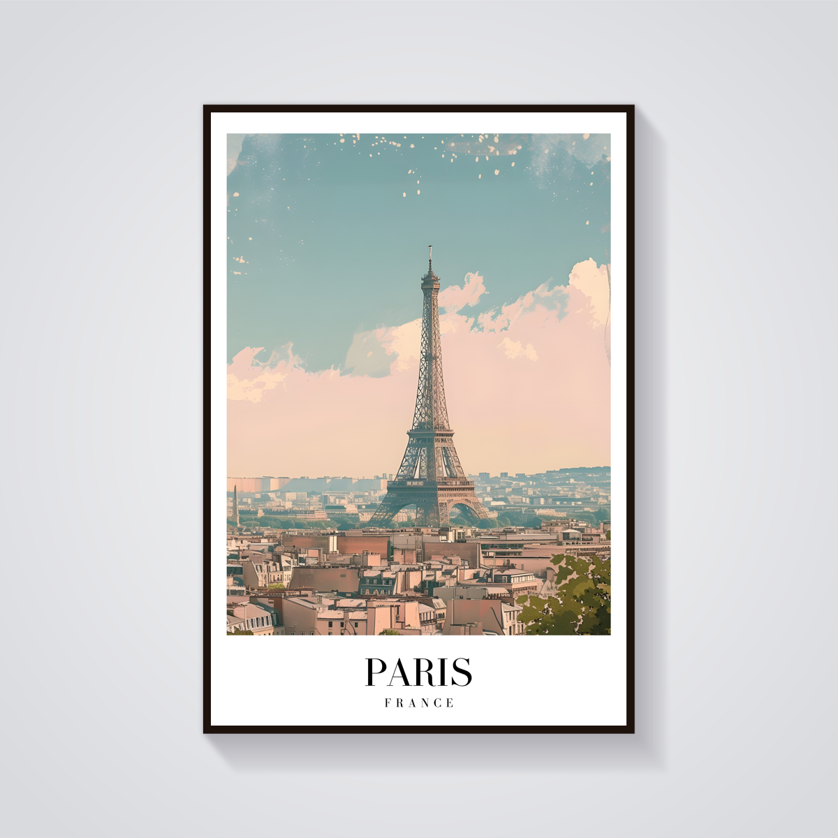 Vintage Paris Eiffel Tower Travel Poster Art Print