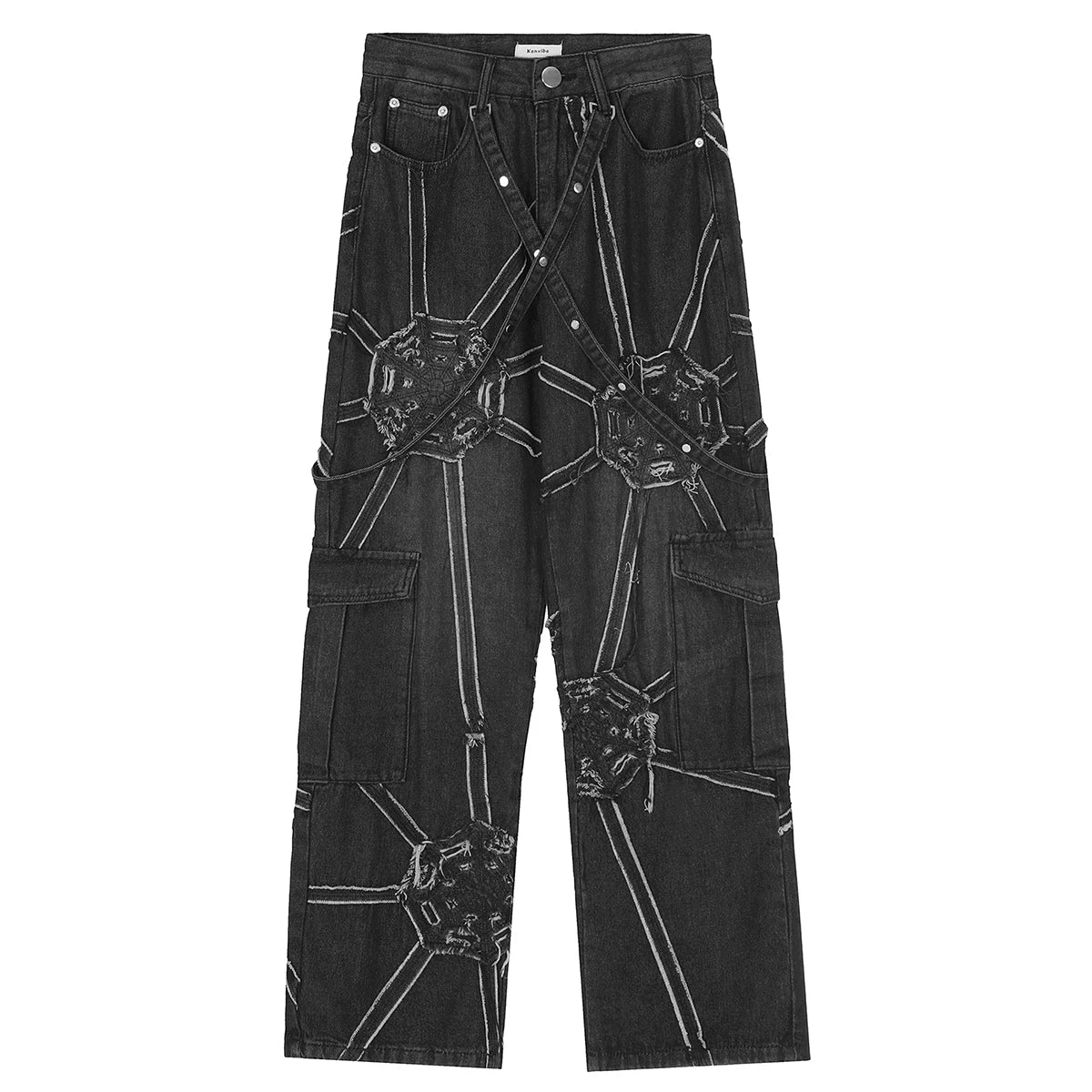 Embroidered Spider Web Y2K Jeans