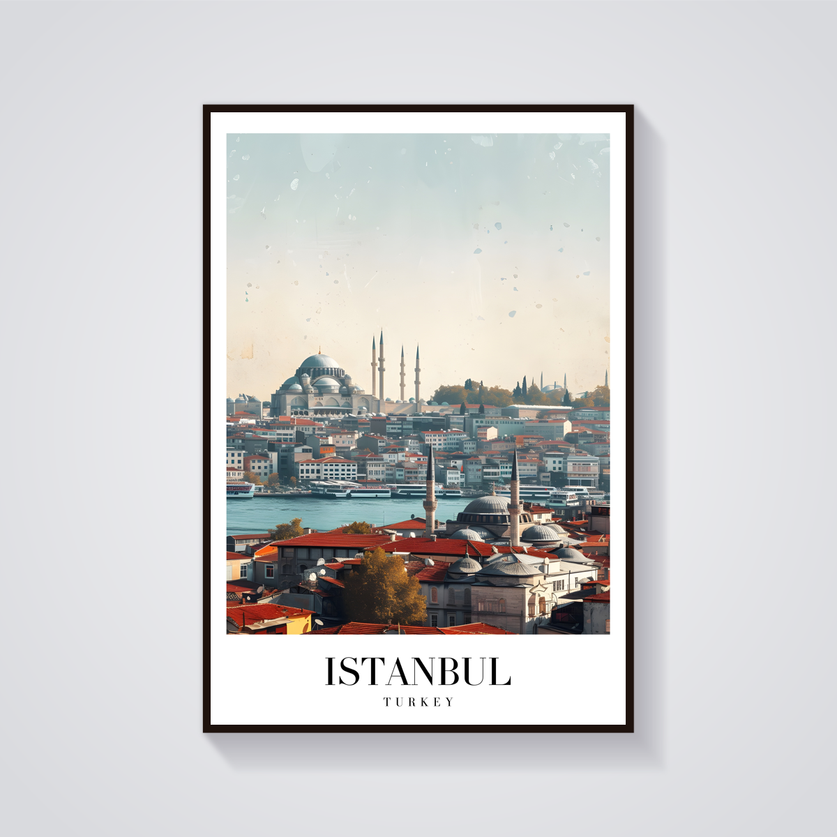 Vintage Istanbul Travel Poster - Turkey Skyline Art Print