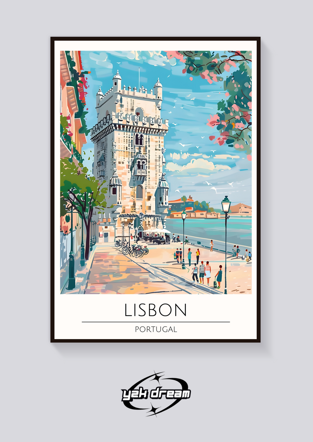 Lisbon Belem Tower Portugal Art Deco Travel Poster - Retro Aesthetic ...
