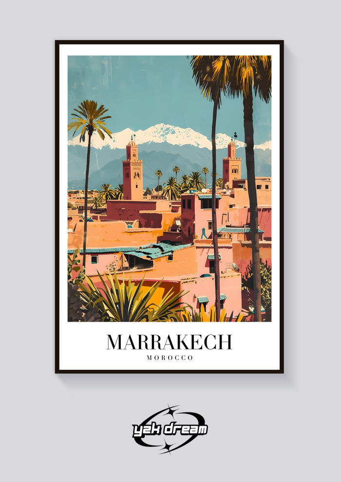 Vintage Marrakech Travel Poster - Morocco Art Print