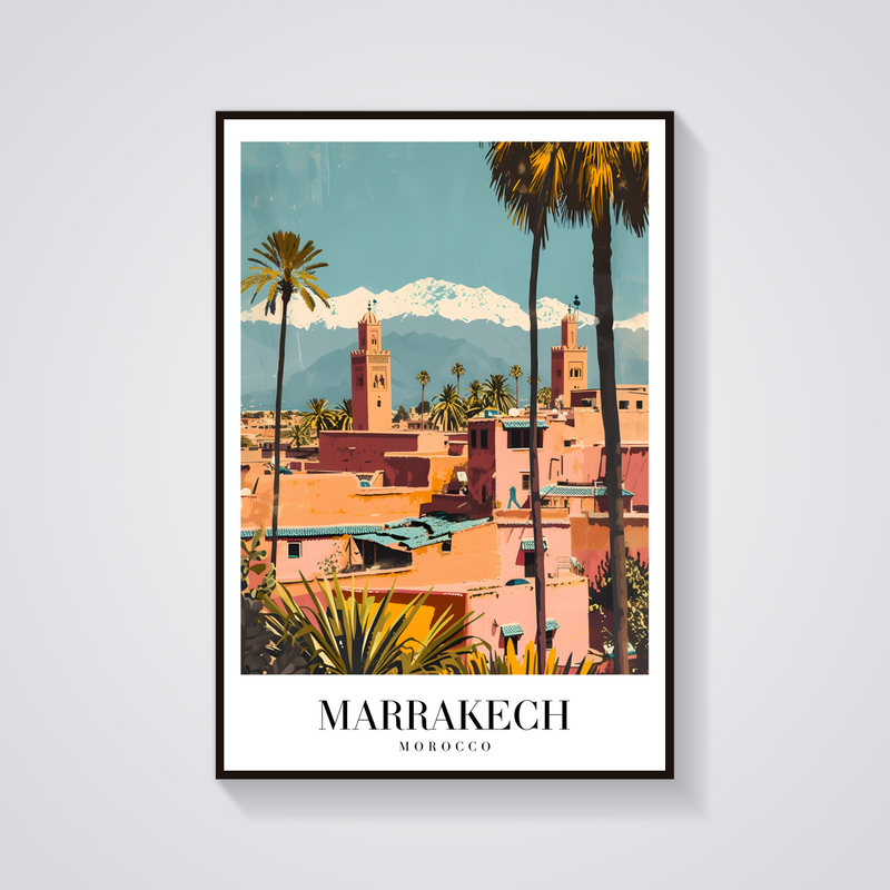 Vintage Marrakech Travel Poster - Morocco Art Print