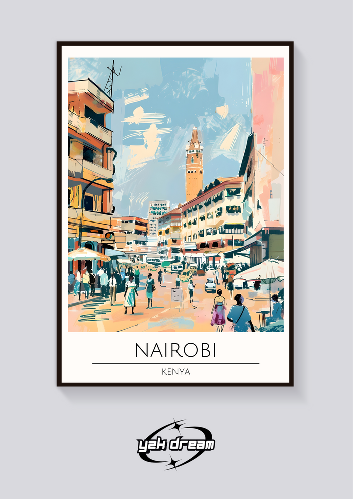 Art Deco Nairobi Kenya Travel Poster - Retro City Wall Art
