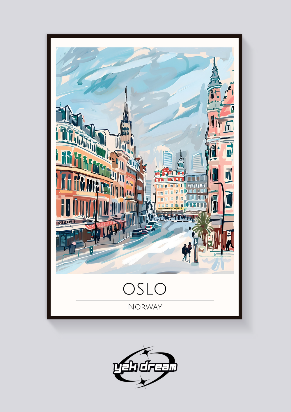 Oslo Norway Art Deco Travel Poster Print for Wall Art & Room Decor
