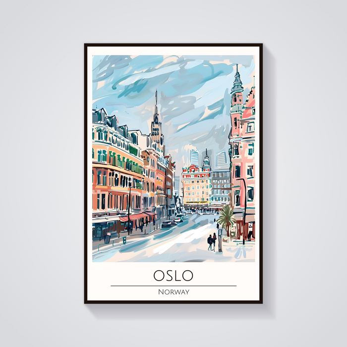 Oslo Norway Art Deco Travel Poster Print for Wall Art & Room Decor
