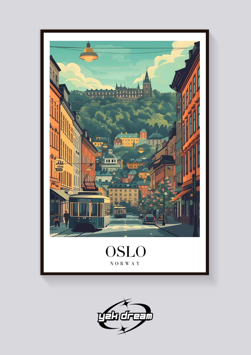 Vintage Oslo Norway Travel Poster Print - Scandinavian Cityscape Art