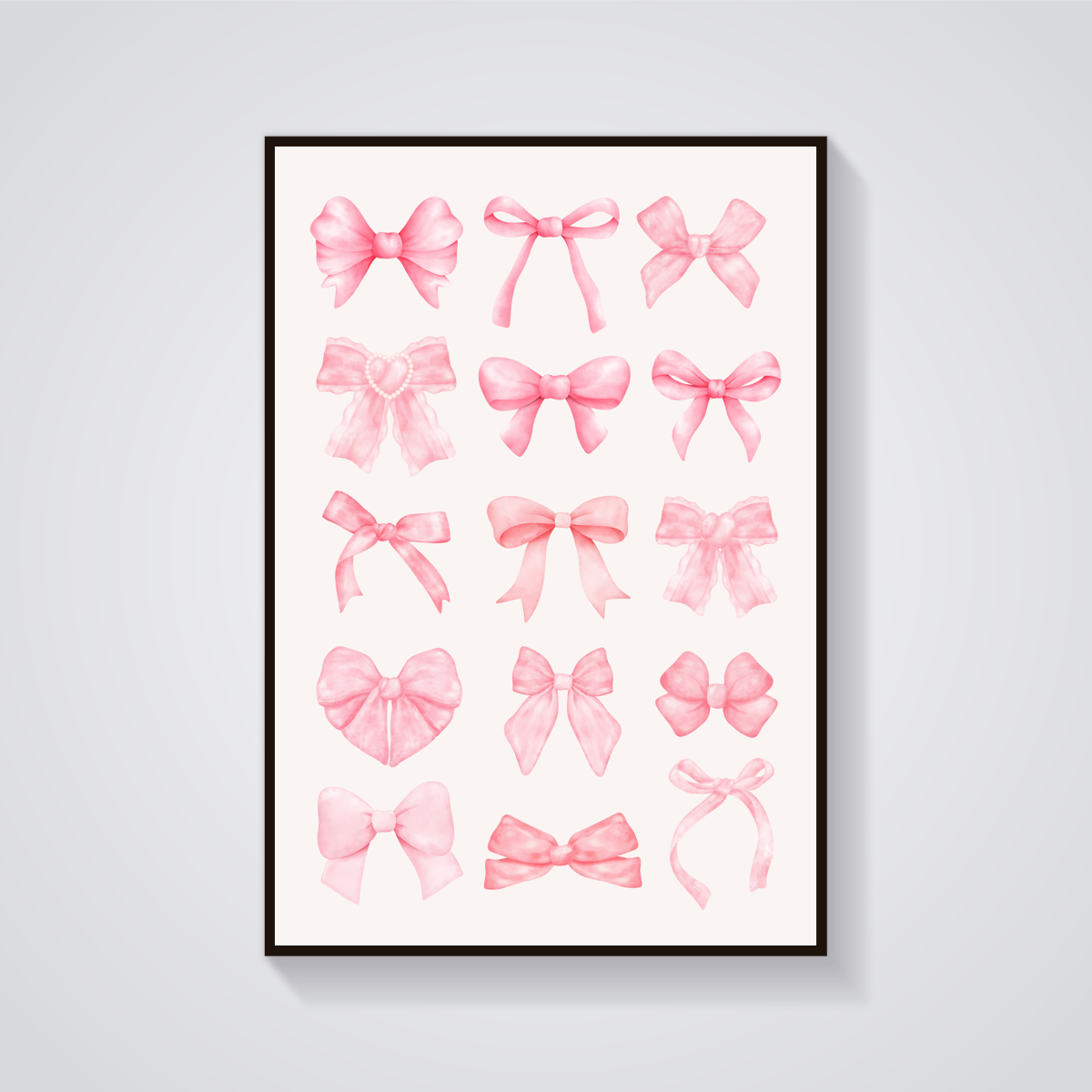 Cute Pink Bows Wall Art Print - Aesthetic Room Decor Poster
