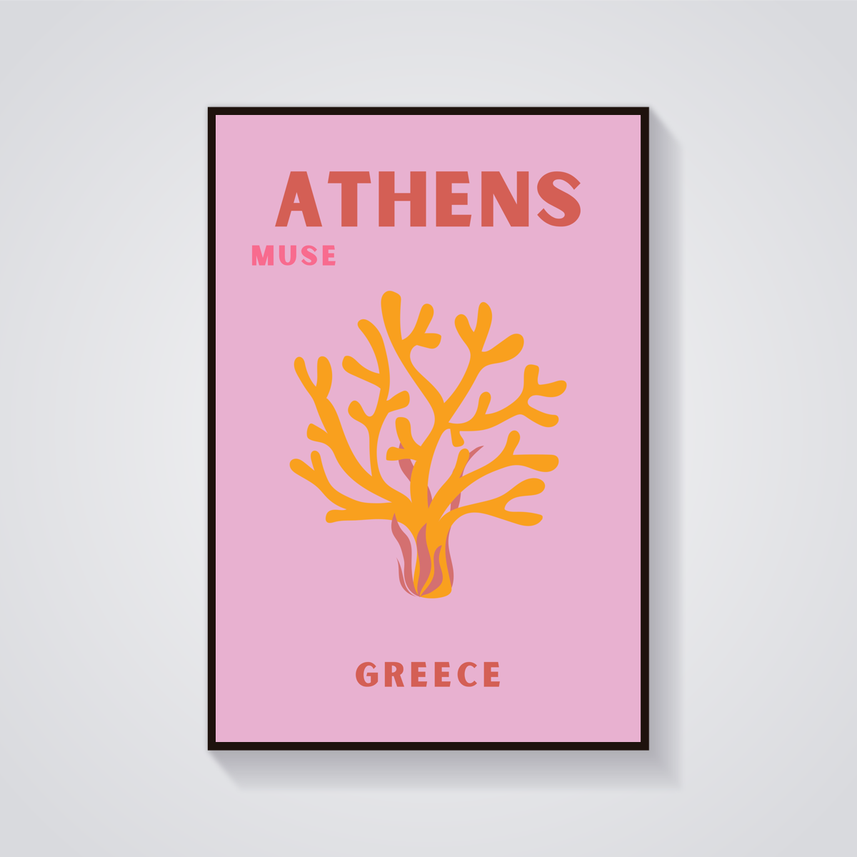 Preppy Athens Greece Art Print - Minimalist Plant Poster for Home Decor