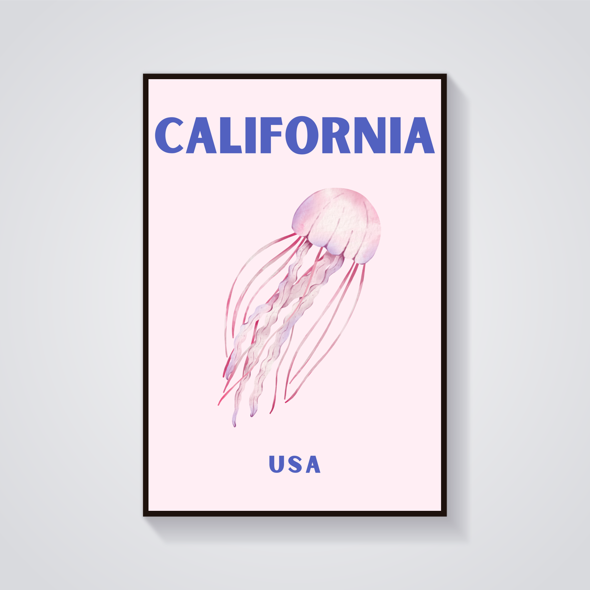 Preppy California Beach Jellyfish Art Print - Coastal Aesthetic Room ...