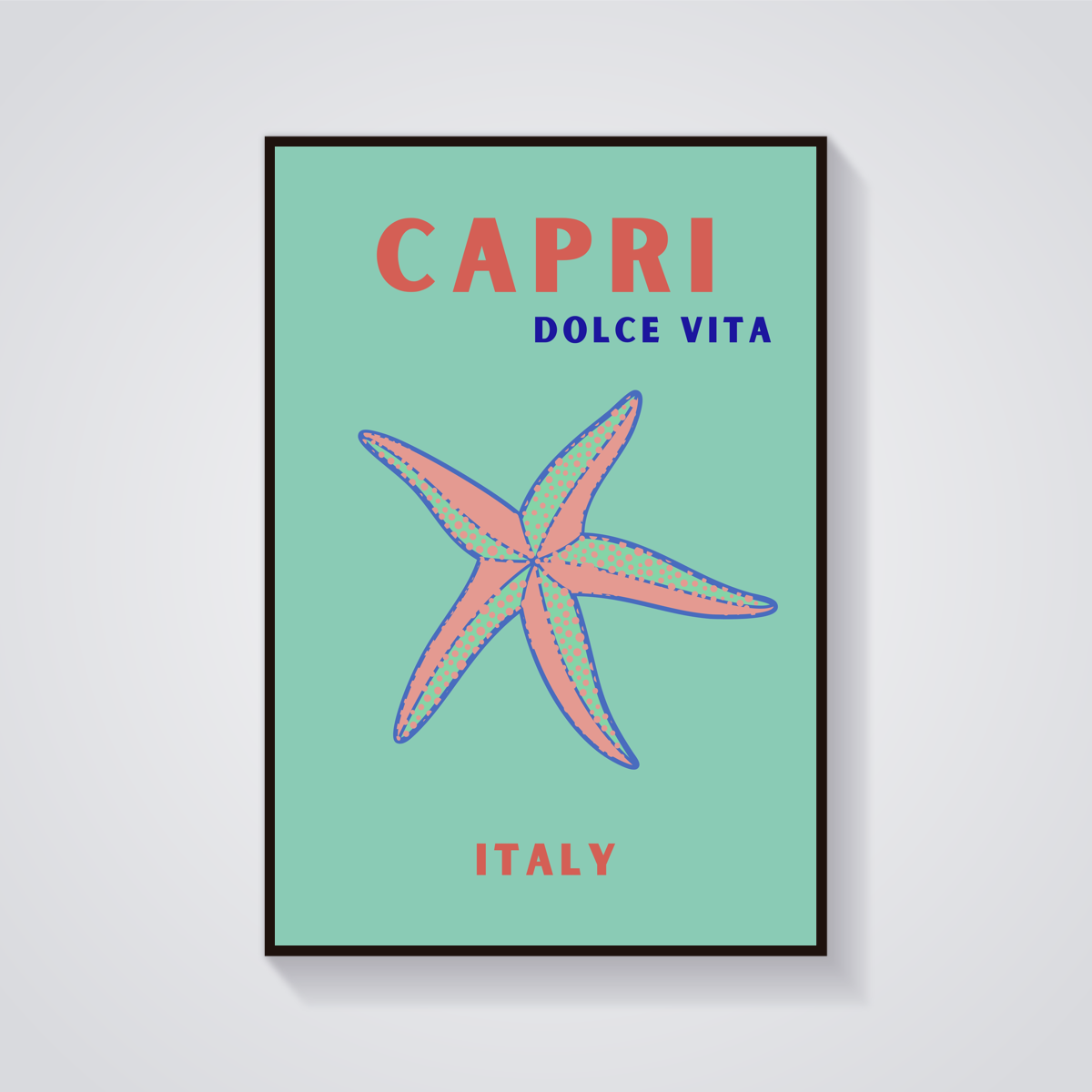 Preppy Capri Italy Vintage Travel Poster - Retro Beach Art Print