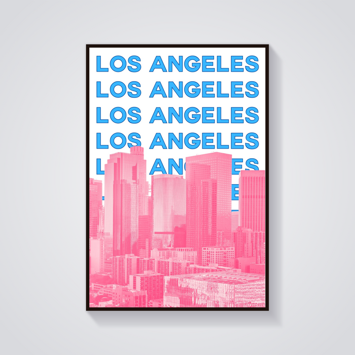 Preppy Los Angeles Skyline Wall Art Poster | Pink City Aesthetic Prints