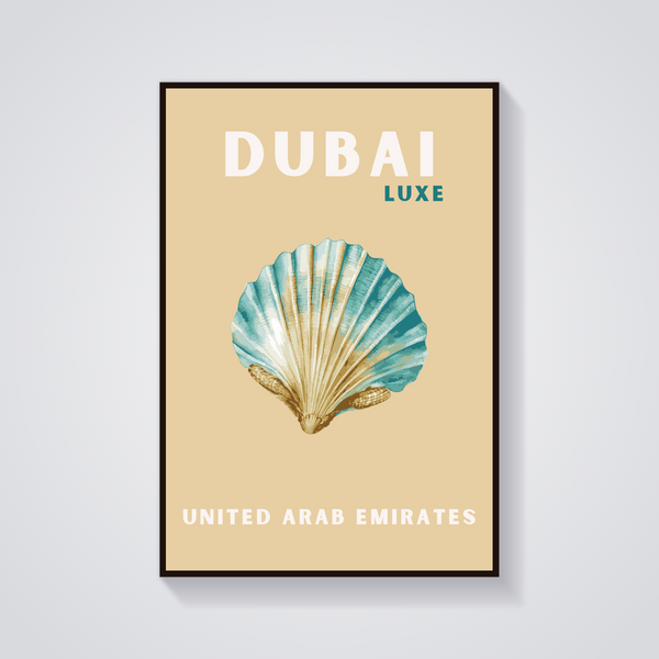 Preppy Vintage Dubai Travel Poster - United Arab Emirates Beach Art Print