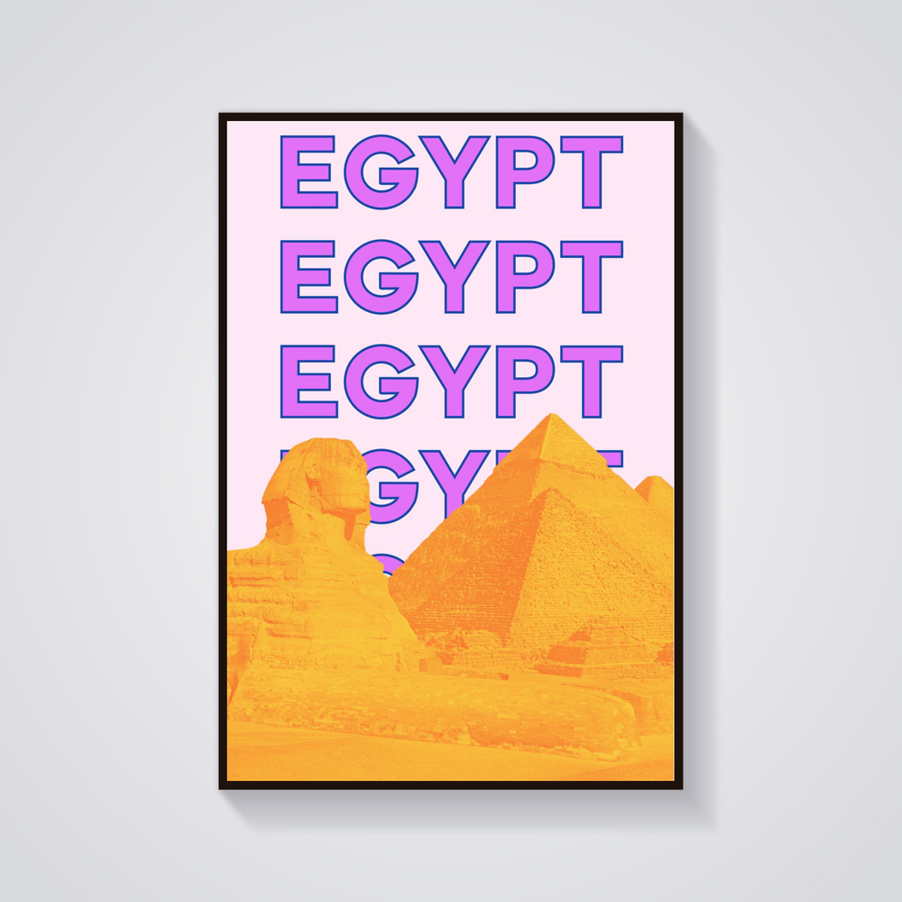Preppy Retro Egypt Travel Poster Print - Sphinx and Pyramids Art for ...