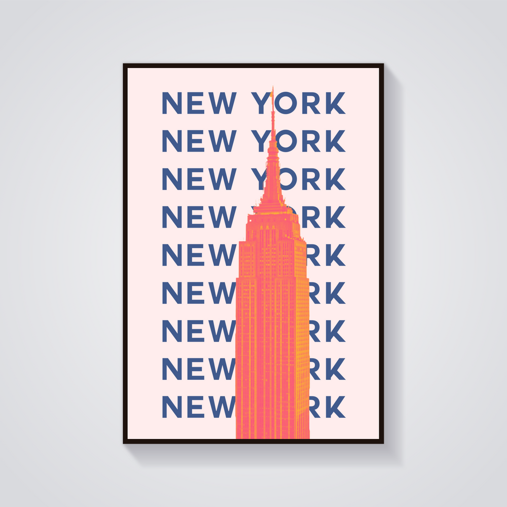 Preppy Retro New York Empire State Building Art Print - Vintage Travel ...