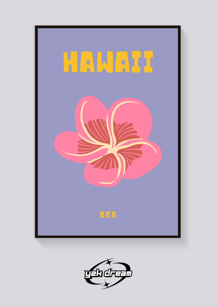 Preppy Vintage Hawaii Travel Poster - Aesthetic Room Decor Art Print