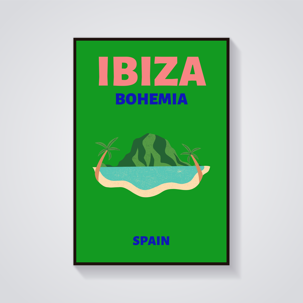 Preppy Vintage Ibiza Poster, Spain Travel Art Print, Beach Destination ...