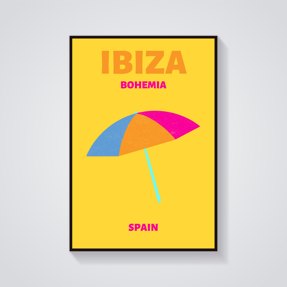 Preppy Ibiza Spain Retro Beach Art Print - Vintage Travel Poster