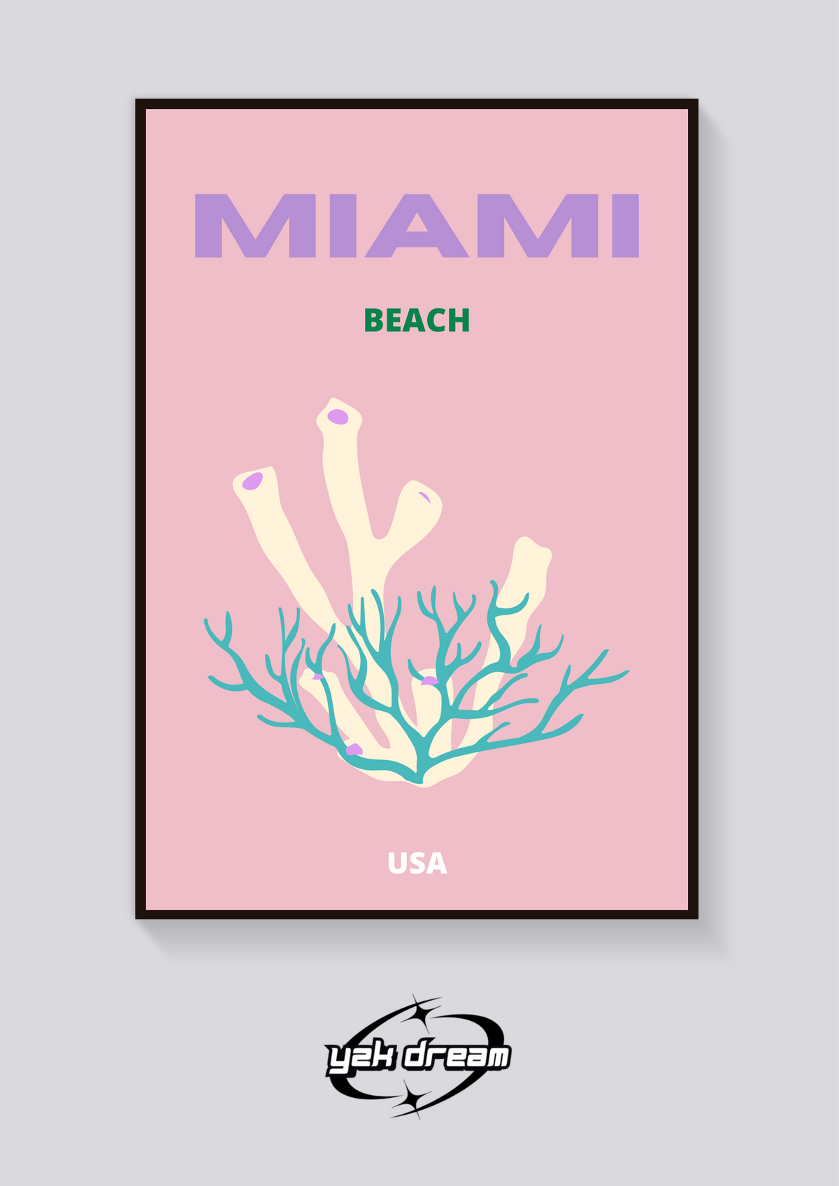 Preppy Miami Beach Coral Poster
