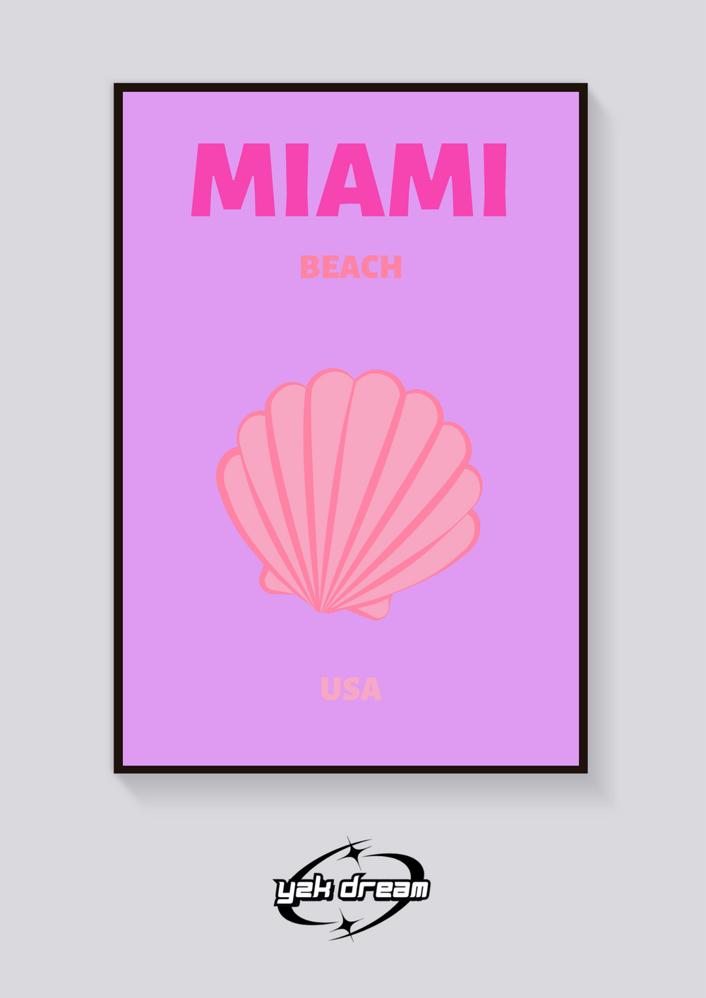 Preppy Miami Beach Art Print Poster: Vintage Style Pink Seashell ...