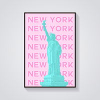 Preppy Statue of Liberty New York City Art Print - Vintage Destination ...