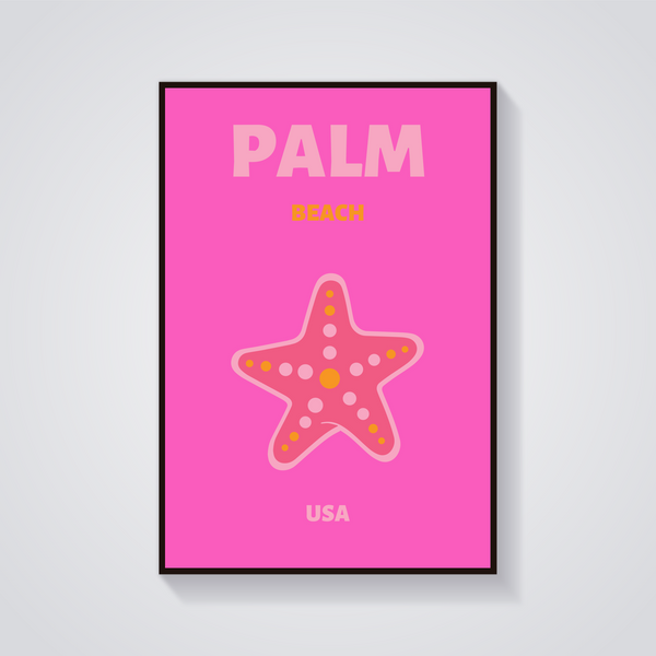 Preppy Palm Beach Florida USA Starfish Vintage Aesthetic Art Print Poster