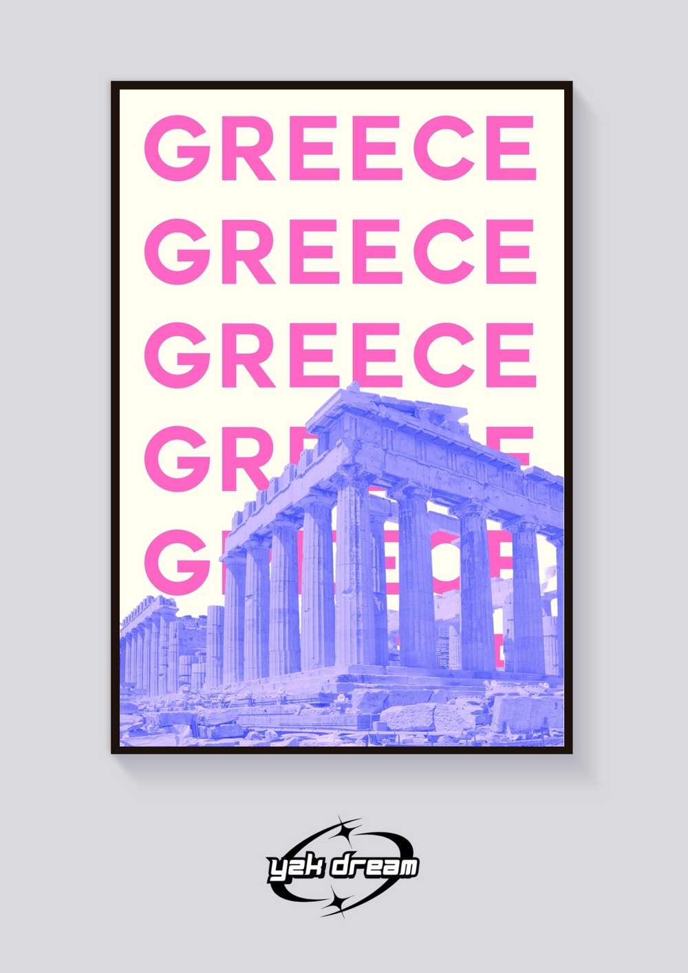 Preppy Vintage Greece Travel Poster - Aesthetic Parthenon Art Print for ...