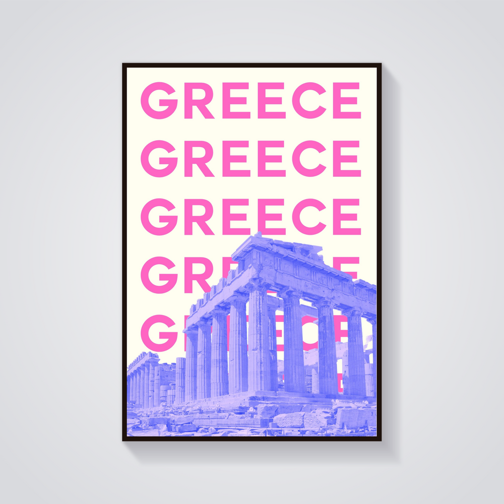 Preppy Vintage Greece Travel Poster - Aesthetic Parthenon Art Print for ...