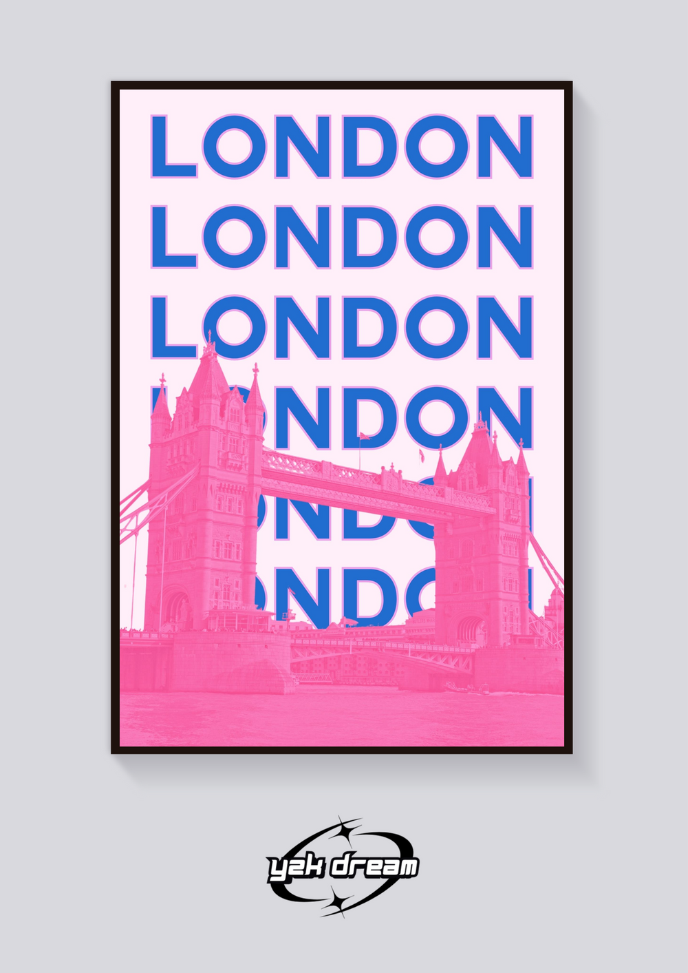 Preppy Retro London Tower Bridge Art Print - Vintage Travel Poster