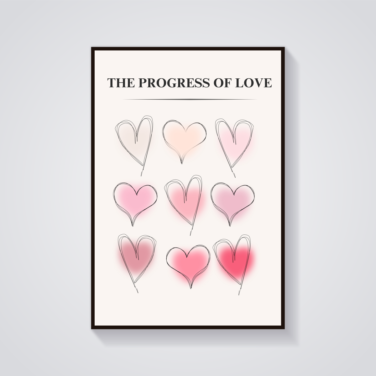 Progress of Love Hearts Art Print - Cute Coquette Wall Decor Poster