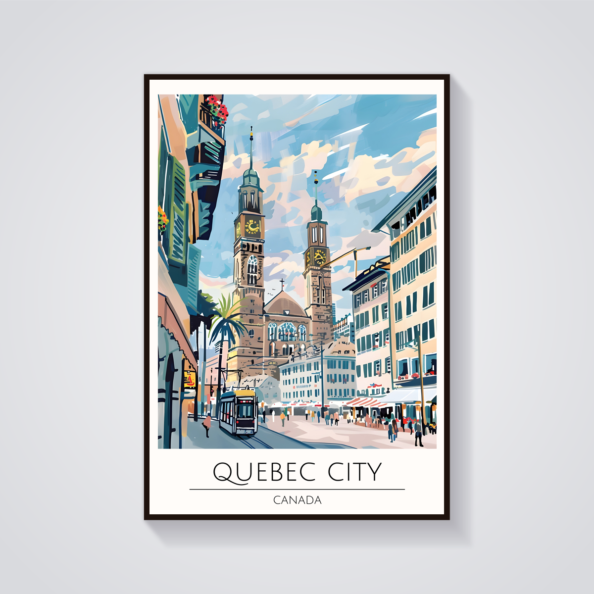 Quebec City Travel Poster - Retro Canada Art Print - Aesthetic Wall Decor