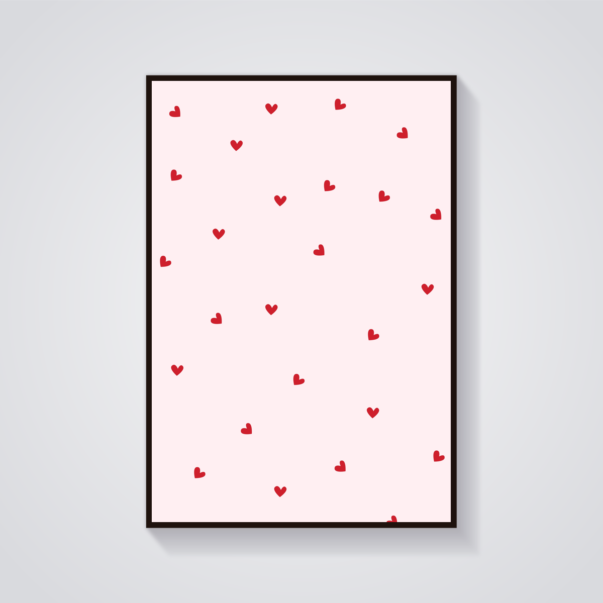 Cute Red Heart Pattern Art Print - Aesthetic Wall Decor for Girly Room