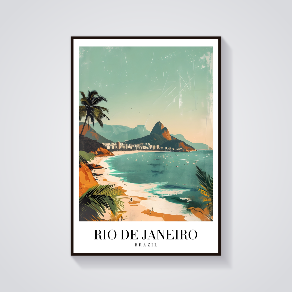 Vintage Rio de Janeiro Travel Poster - Brazil Beach Art Print