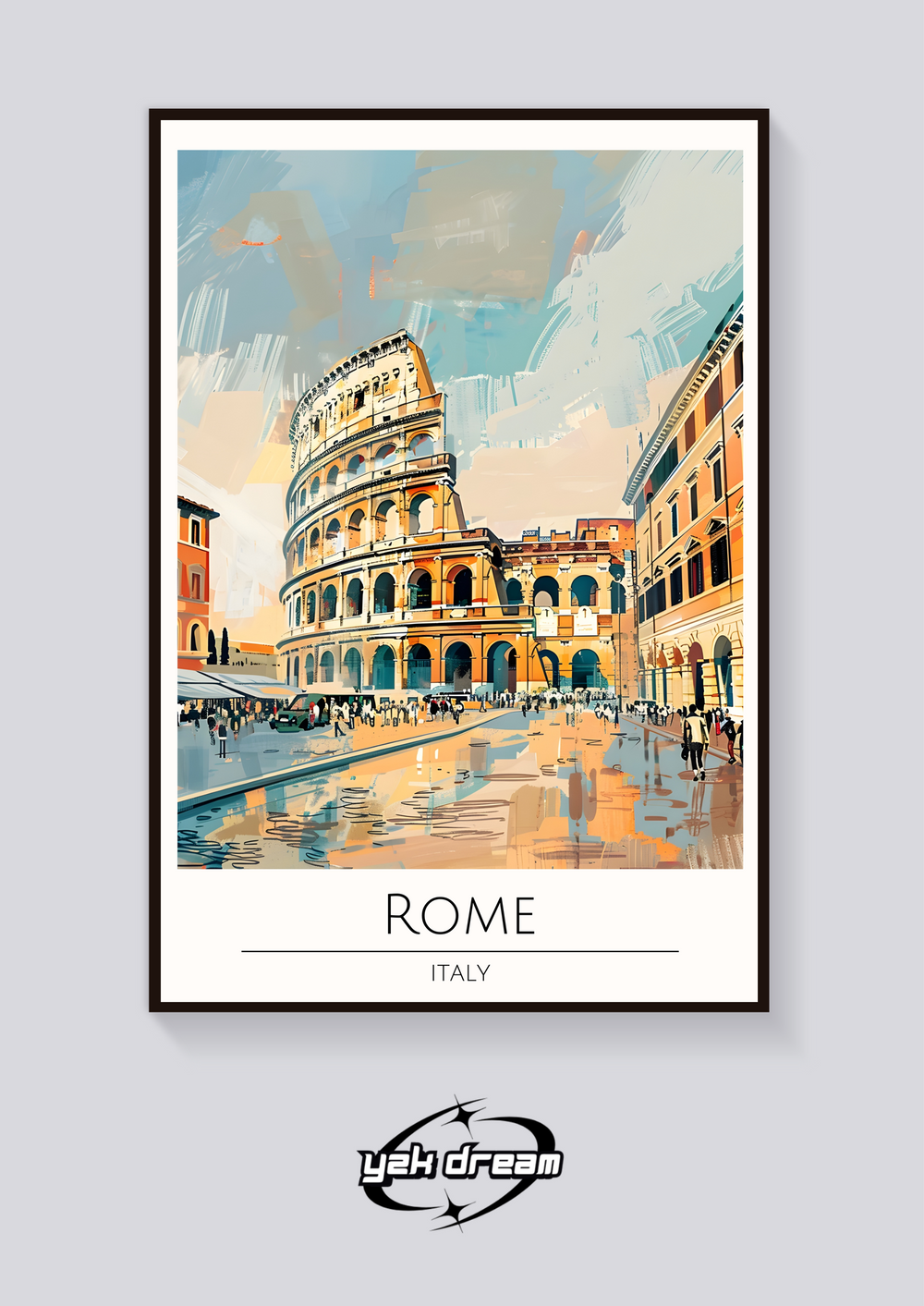 Art Deco Rome Colosseum Travel Poster - Italy Wall Art