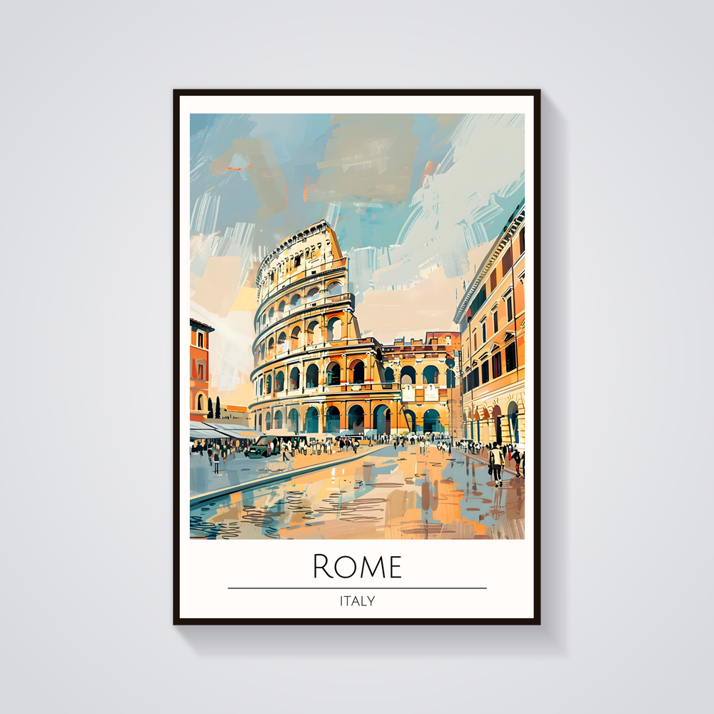 Art Deco Rome Colosseum Travel Poster - Italy Wall Art