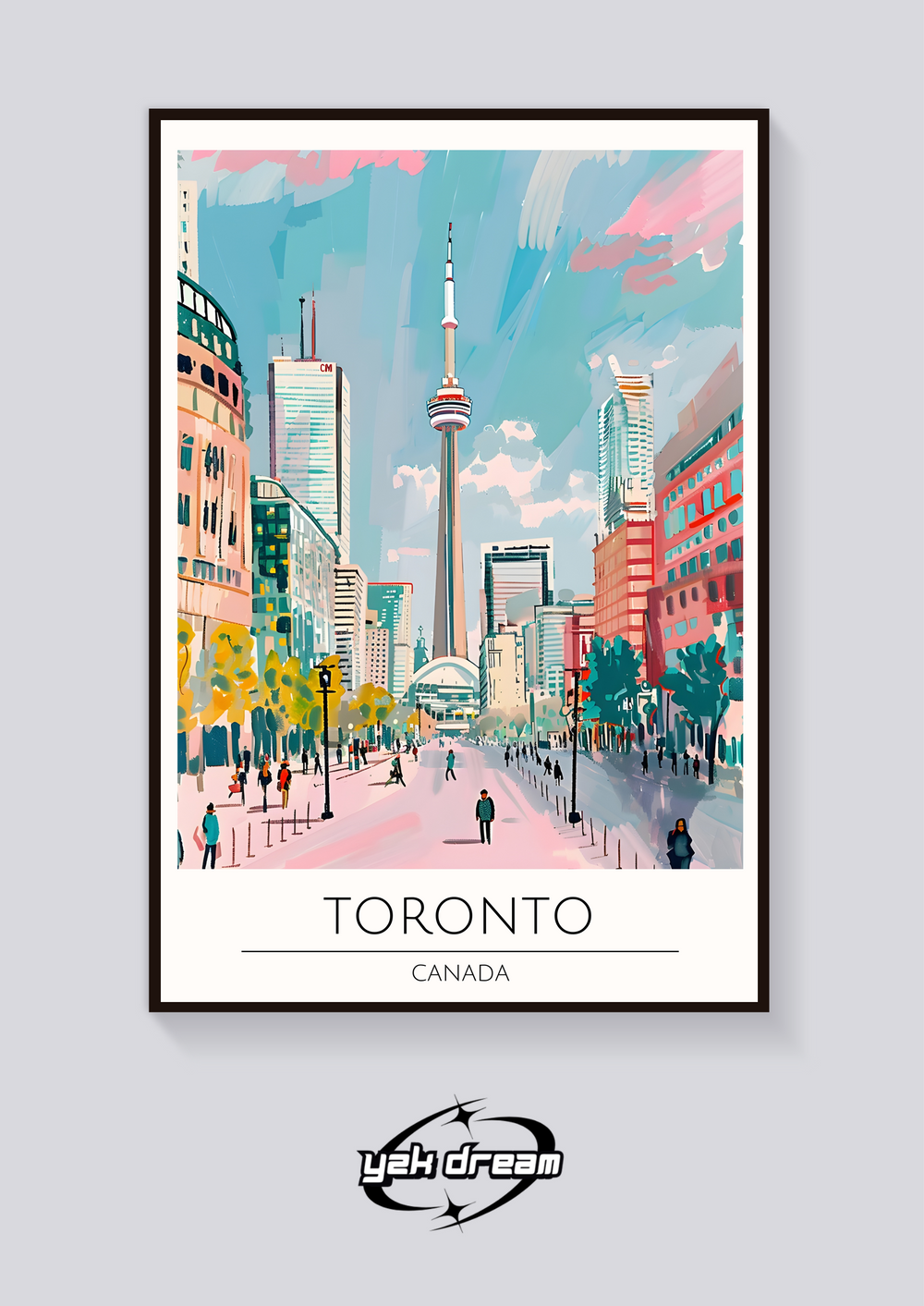 Toronto Canada Skyline Poster - CN Tower Art Print - Retro Travel Wall Art