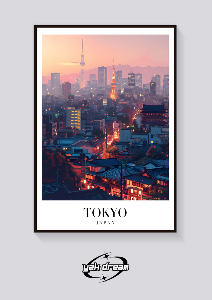 Vintage Tokyo Travel Poster - Japan Skyline Art Print