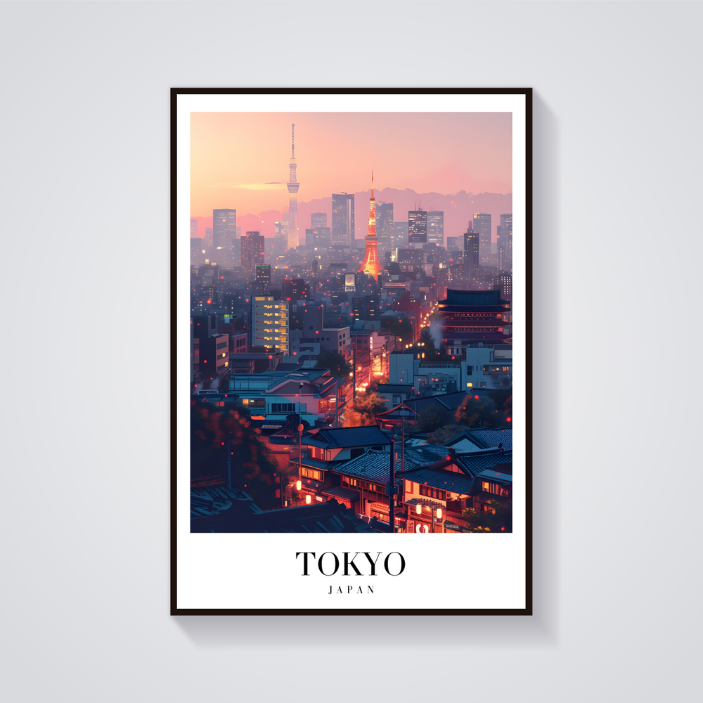 Vintage Tokyo Travel Poster - Japan Skyline Art Print